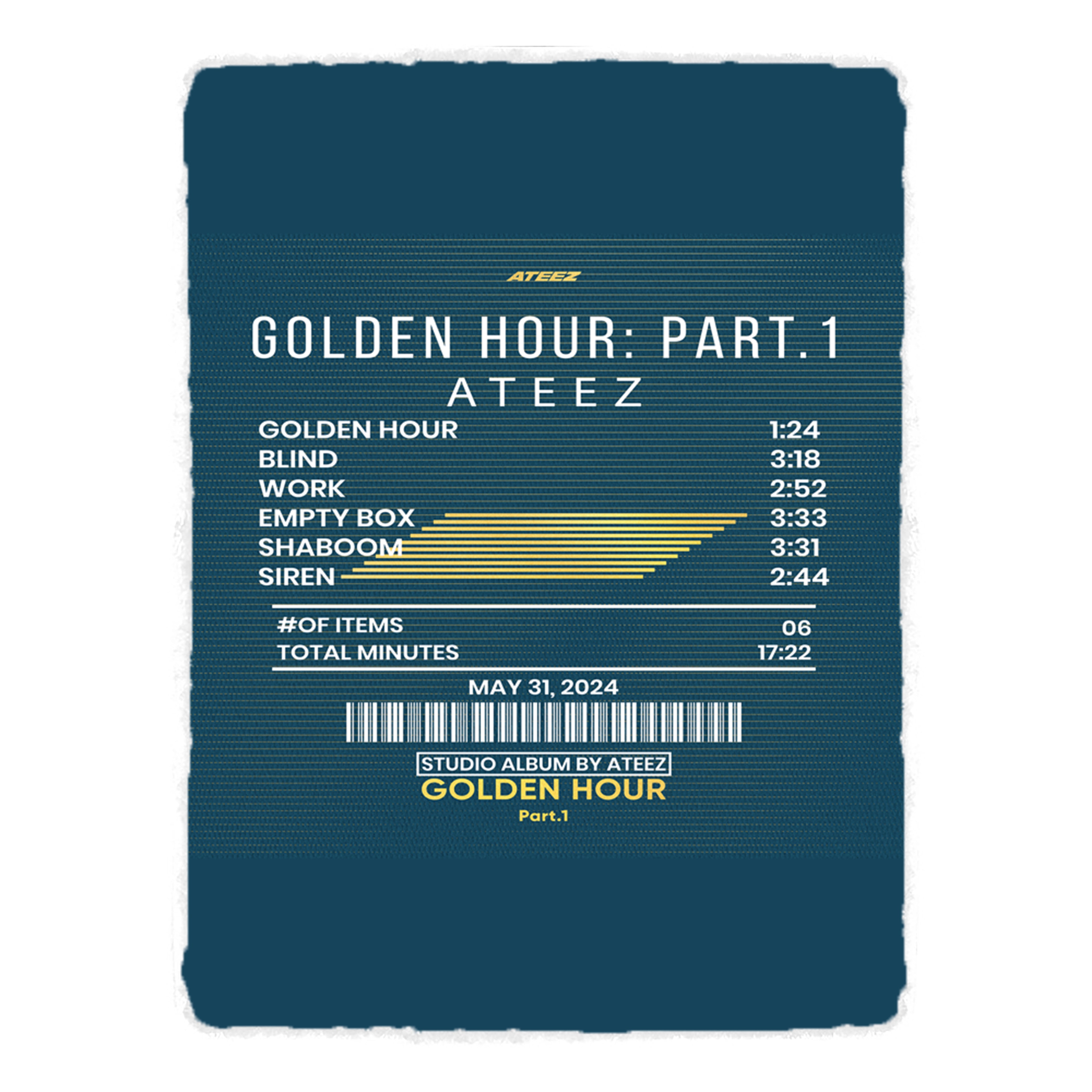 Golden Hour : Part.1 (EP) By ATEEZ [Canvas] – Receipt Rugs