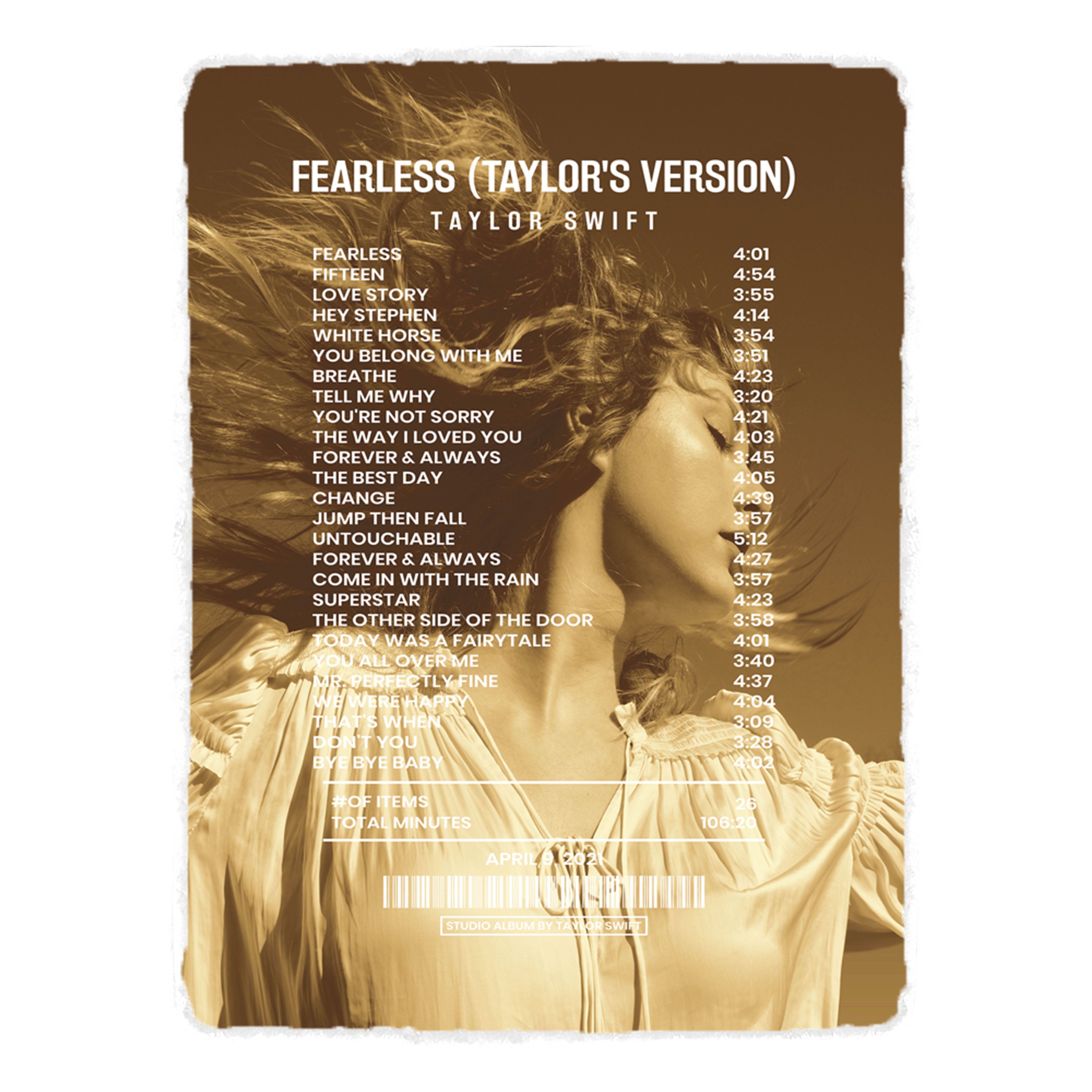 Fearless (Taylor's Version) By Taylor Swift [Canvas] – Receipt Rugs